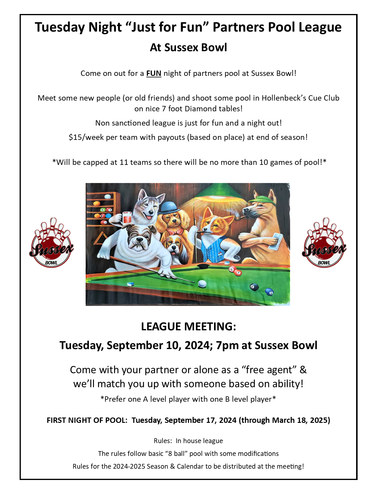 Pool Leagues - Sussex Bowl